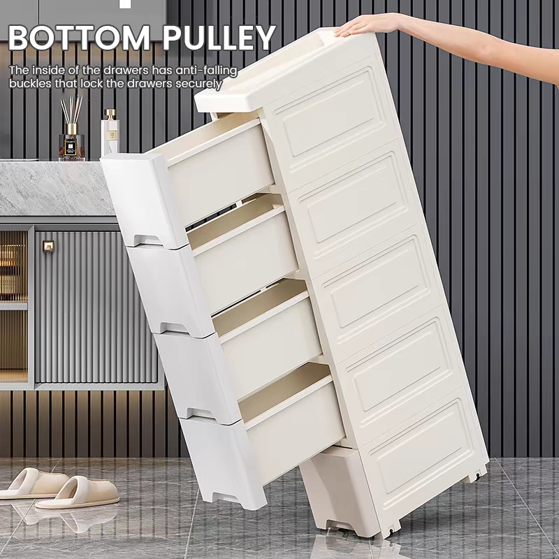 STOWELL Drawer Cabinet Thickened Plastic Durabox With Wheels Clothes ...