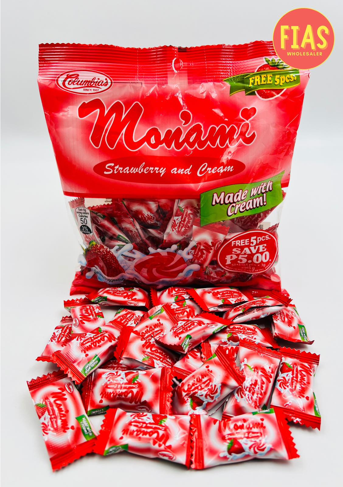 55 pcs Monami Strawberry and Cream Candy | Shopee Philippines
