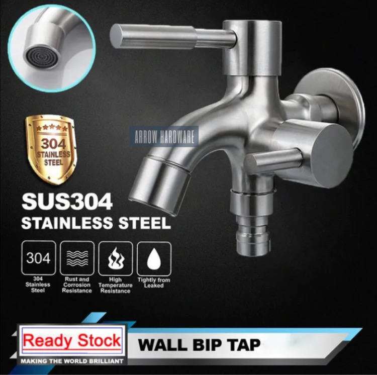 SUS304 Stainless Steel Faucet Two Way valve Faucet 1 in 2 out Head ...