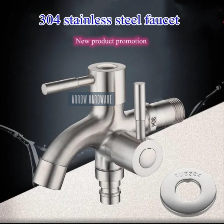 SUS304 Stainless Steel Faucet Two Way valve Faucet 1 in 2 out Head ...