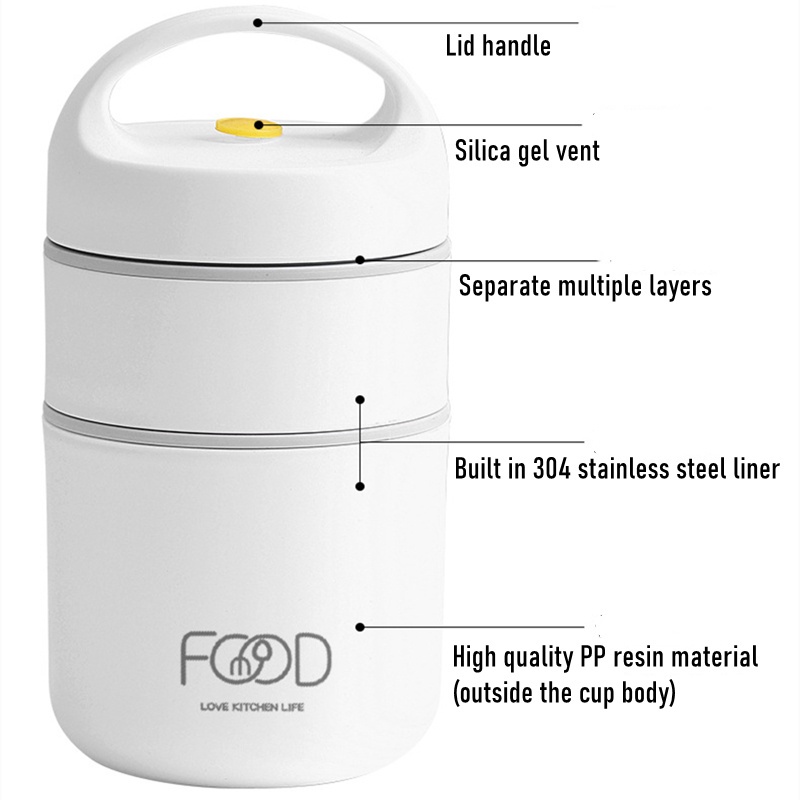 2 Layer Soup Lunch Box Stainless with Bag Thermal 304 Stainless Steel ...