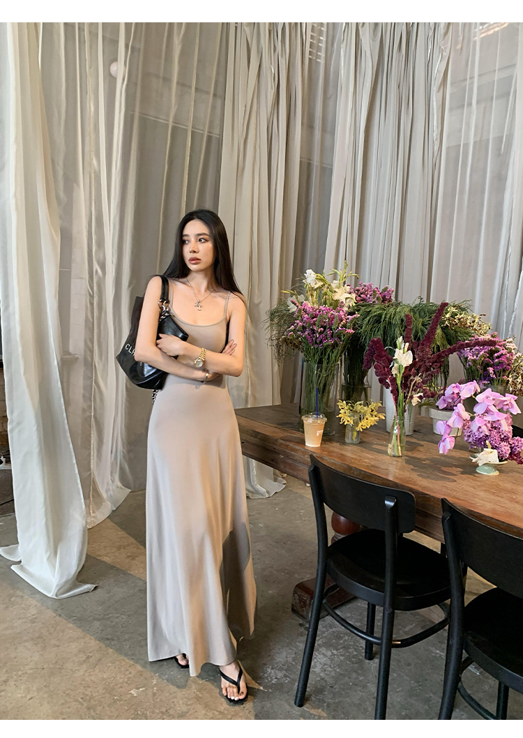 Beryl Spaghetti Straps Slim Fit Long Dress Normcore Style Inner Slip ...