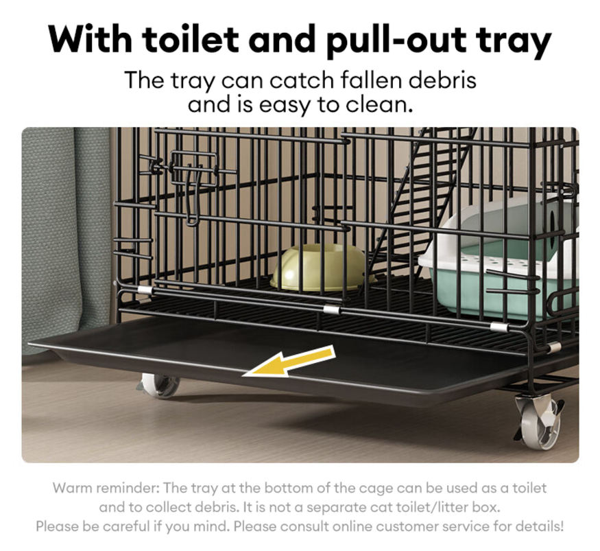 Cat Cage withith Wheels Easy Assemble Pet Cage 3/4 Layer Foldable ...