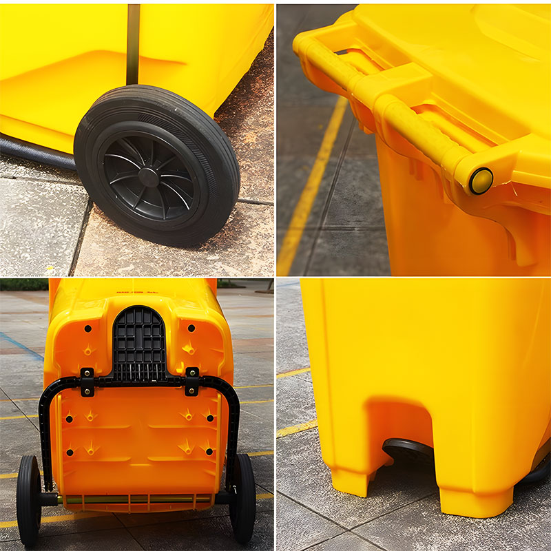 2PCS Heavy Duty Plastic Trash Bin120L 100L 240L with Step Foot Pedal ...
