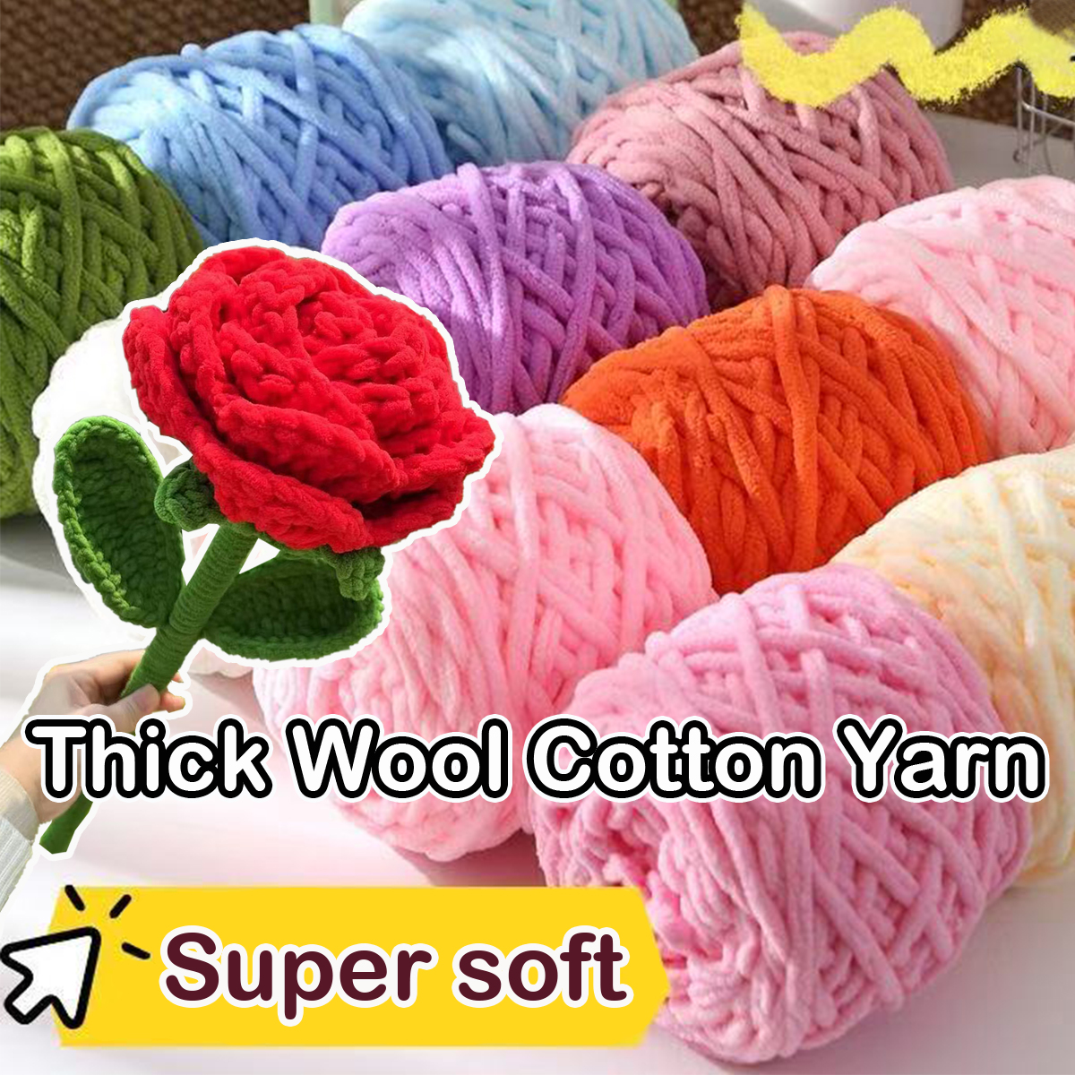 Thick Crochet Yarn Ball Chunky Yarn Chenille Yarn Scarf Towel Hand ...
