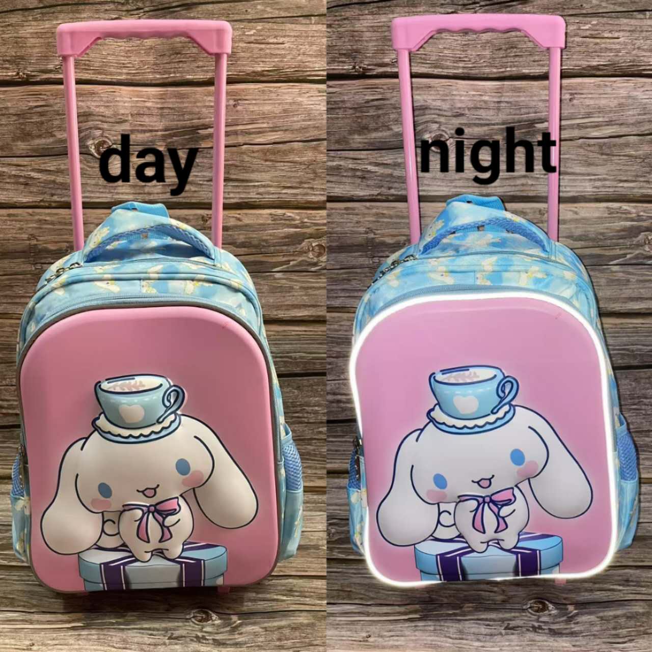 TYK 14 inches backpack with trolley cartoon design with reflector ...