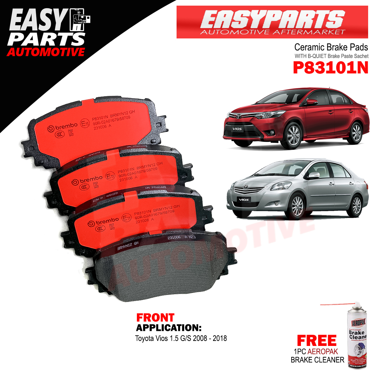 Brembo Brake Pads P83101N Toy. Vios 1.5 G/S Front | Shopee Philippines
