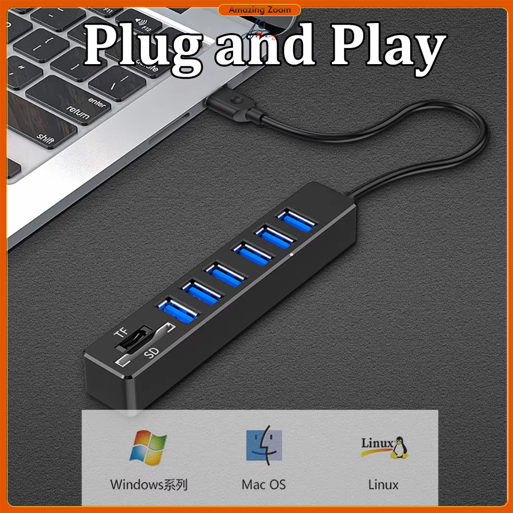 USB Expansion Hub 5Port USB Adapter,Fast Speed Card Reader Quick Data ...