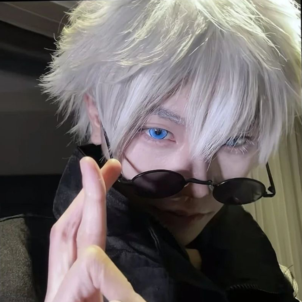 Anime Jujutsu Kaisen Gojo Satoru Black Round Frame Eyewear Portable ...