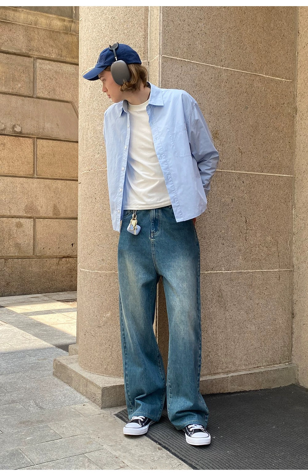 Mannered by HUILISHI Boxy Cropped Long Sleeve Polo Unisex Cotton Plain ...