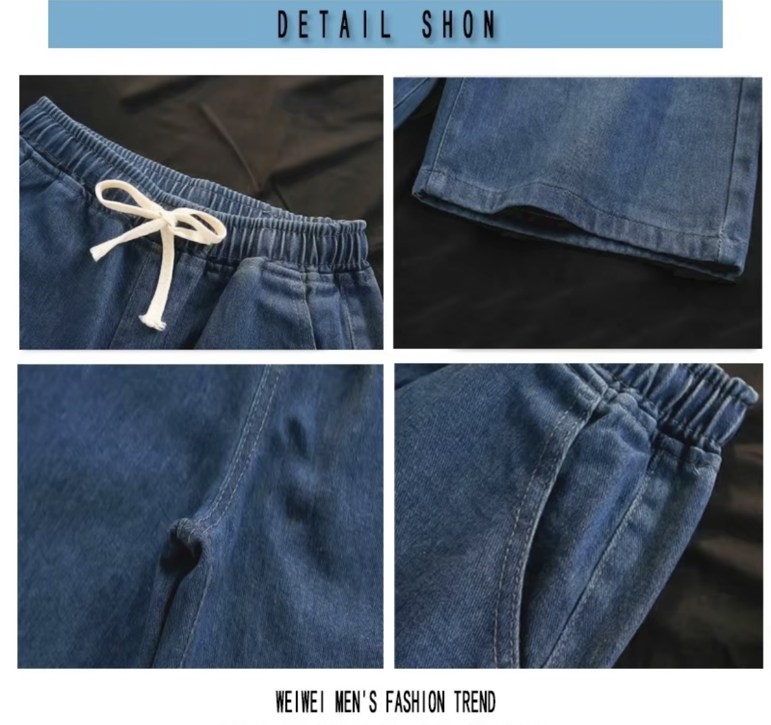 Jeans Shorts for Men Jorts for Men Korean Blue Denim Pants Straight Cut ...