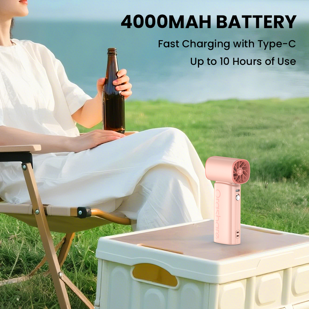 Orashare HF17 Handheld Mini Fan 4000mAh Rechargeable 5 Gear Strong Wind ...