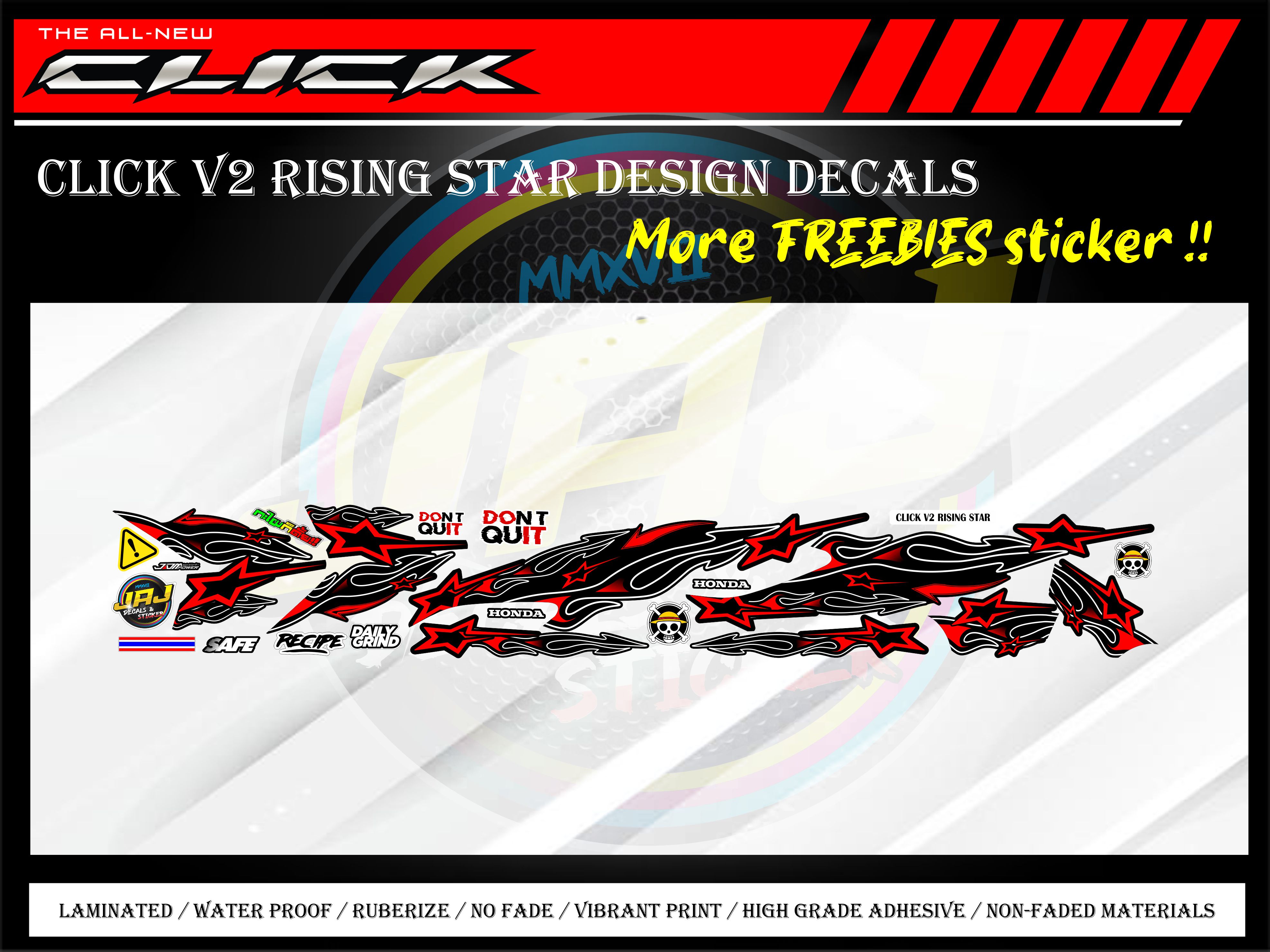 HONDA CLICK VERSION 2 RISING STAR DECALS STICKER | Shopee Philippines