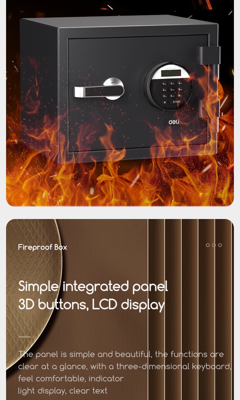 Deli Fireproof Safety Vault Electronic Safe Deposit Box Password Safe ...