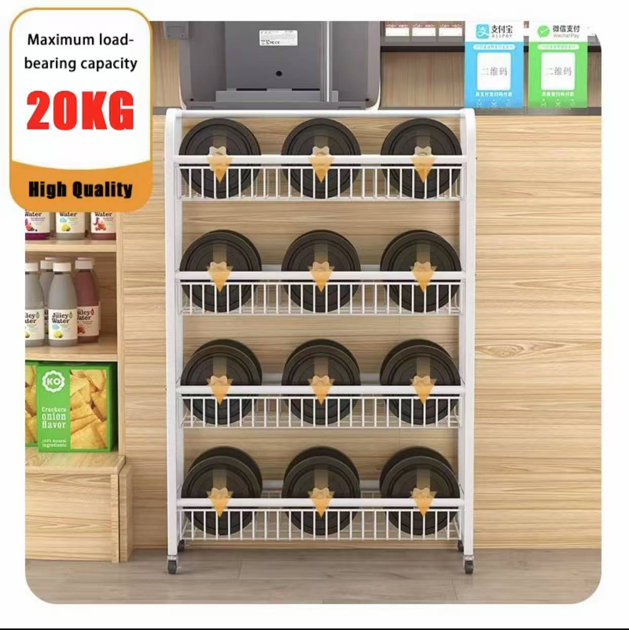 Multi-layer snack shelf, small movable shelf with wheels for drinks ...