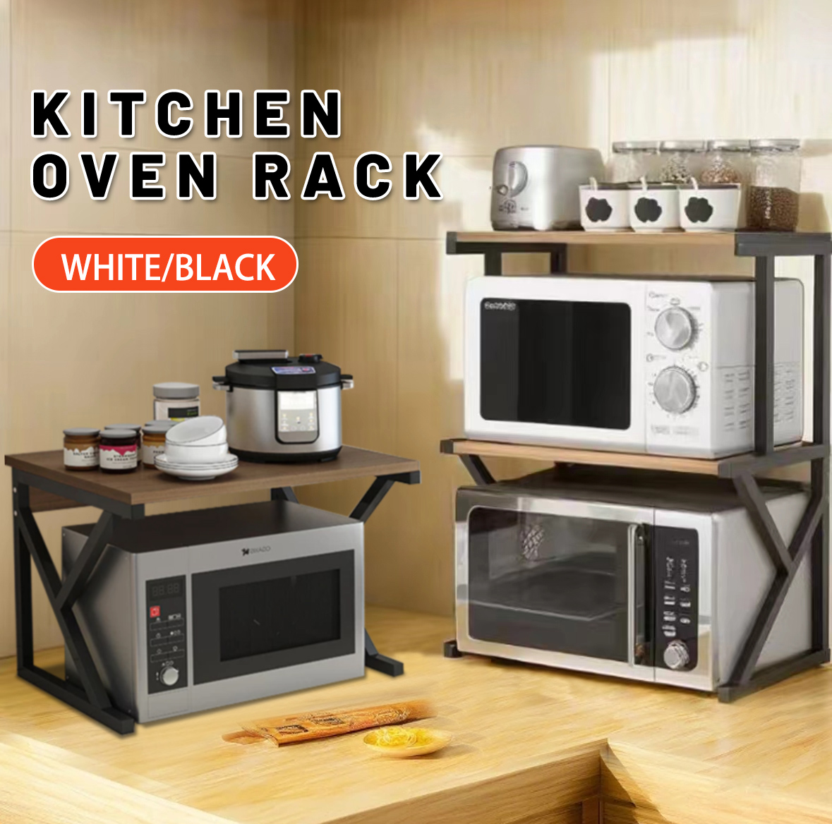 Oven Rack Kitchen Organizer Microwave Expandable and Height Adjustable ...