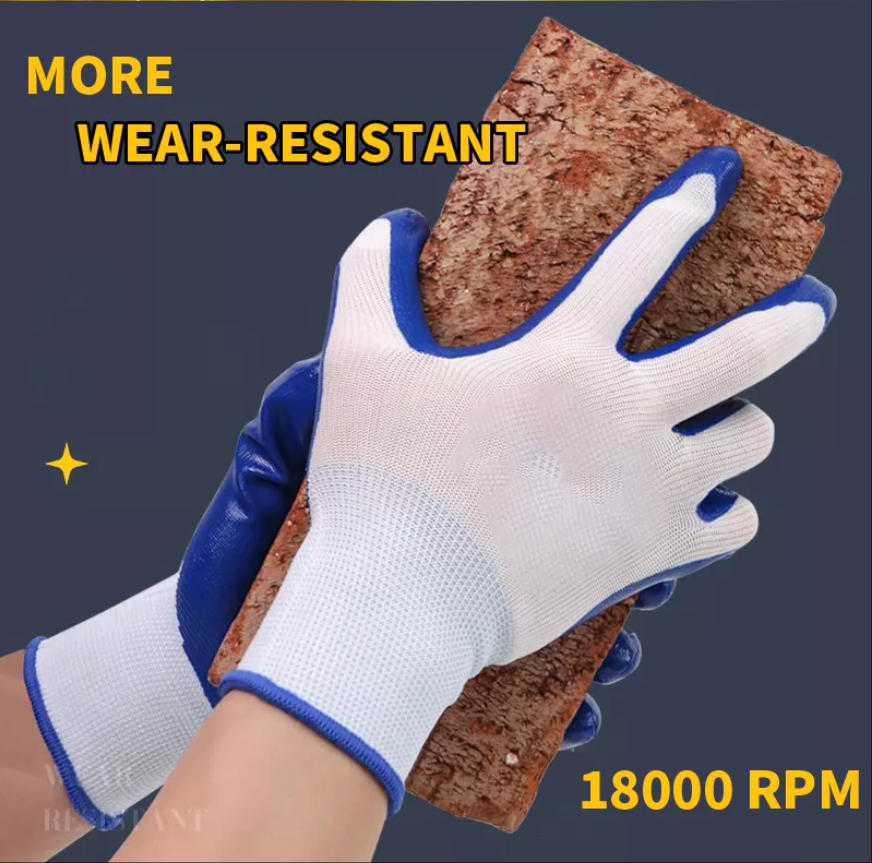 24PCS Thick Gwantes Gloves Rubber Protective Gloves Work Gloves Blue ...