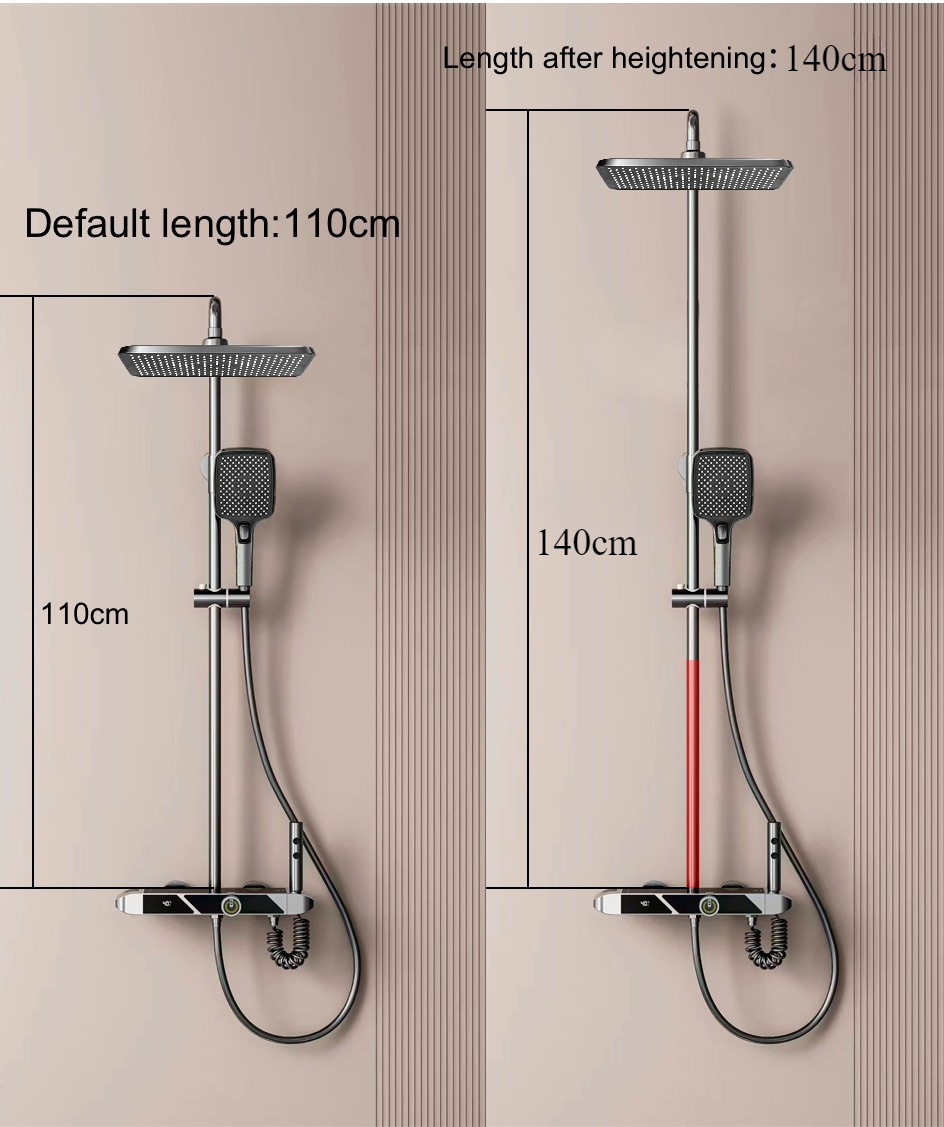 30cm Gun Grey Round Shower Extension Rod Shower Stainless Steel ...