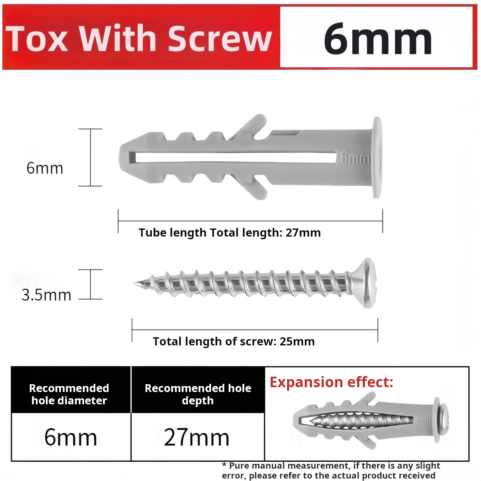 50pcs/box High Quality Heavy-duty Tox with screw/Expand nails with ...