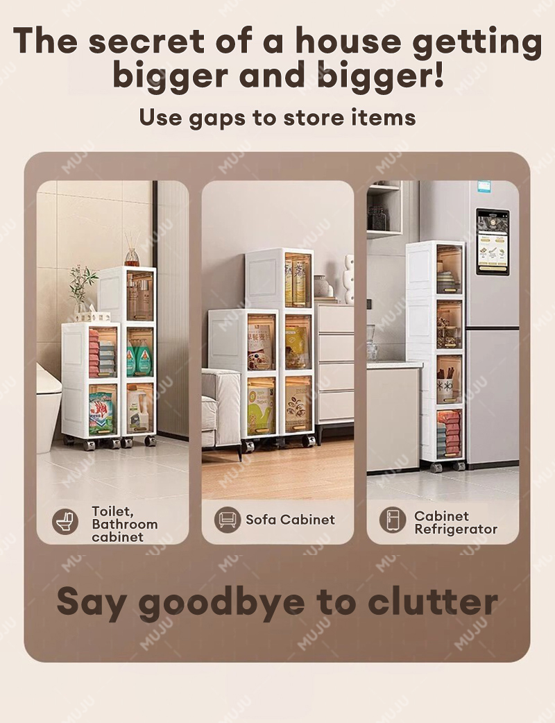 MUJU Bathroom Organizer Slim Cabinet Organizer Flip Top Storage Box ...