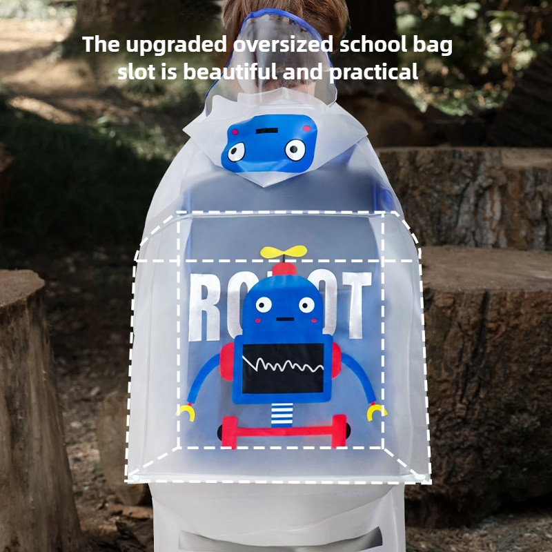 Cartoon EVA Raincoat For Children Kids Unisex With School Bags Full ...