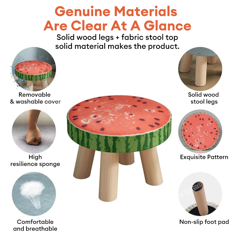 Stool Chair With 4 solid wood legs small stool children cute shoe stool ...