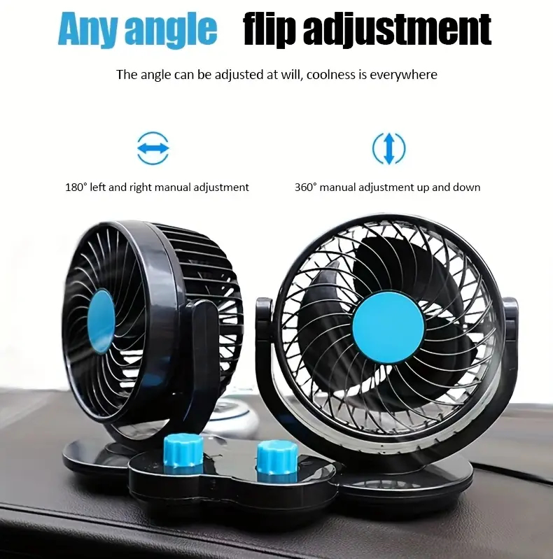12V/24V High Power Car Truck Fan - 6 Inch Silent Cooling Vehicle ...