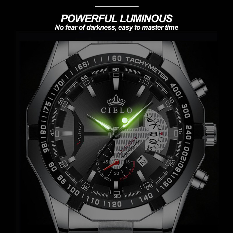 Cielo Men's Quartz Watch Waterproof Luminous Casual Watches Metallic ...