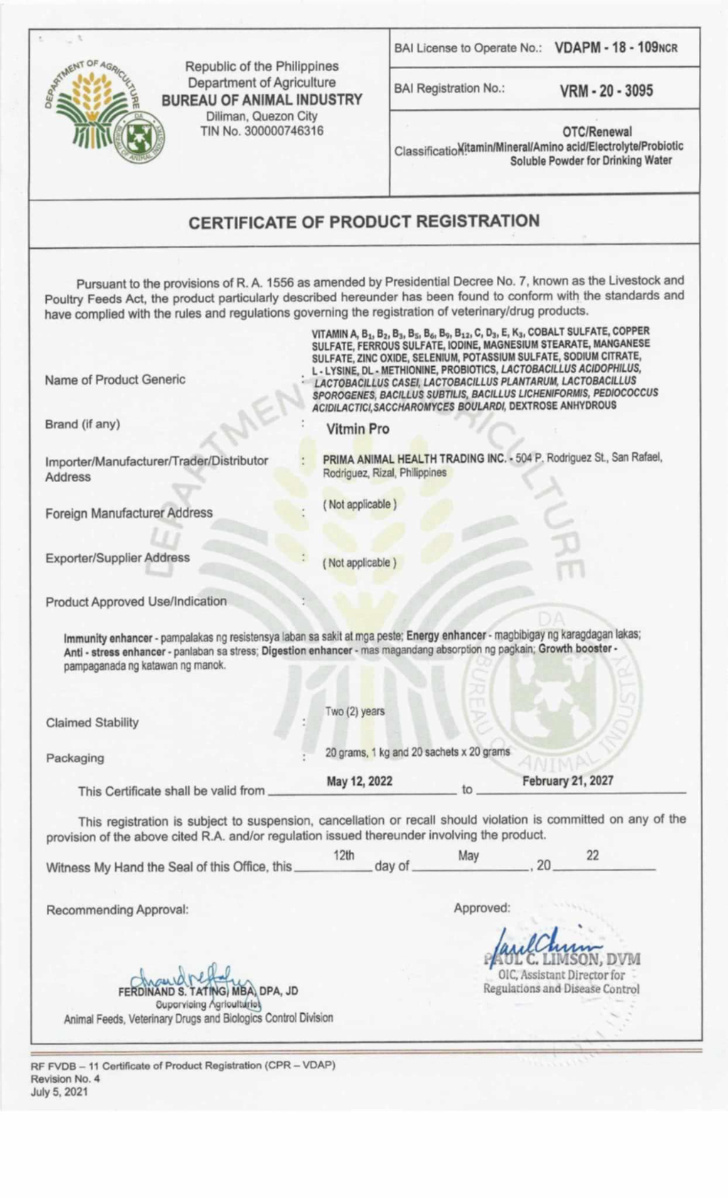 Viddavet 1 KILO VitMin PRO Water Soluble Powder water soluble powder ...