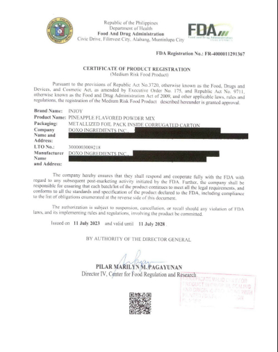 Injoy Pineapple Concentrated Juice Palamig Powder 200g w/ intense Sugar ...