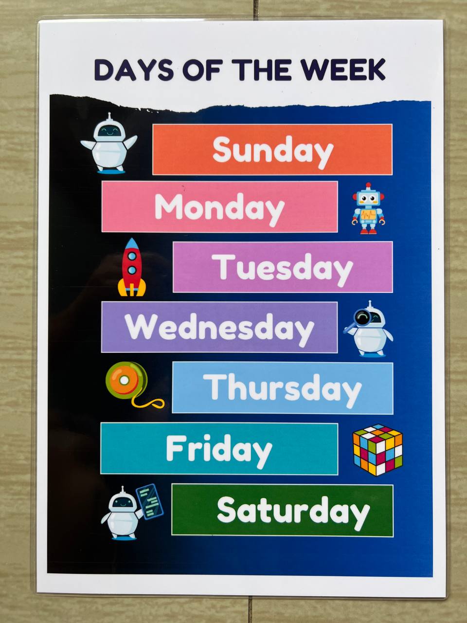 Educational learning materials for kids Laminated A4 Chart DAYS OF THE ...