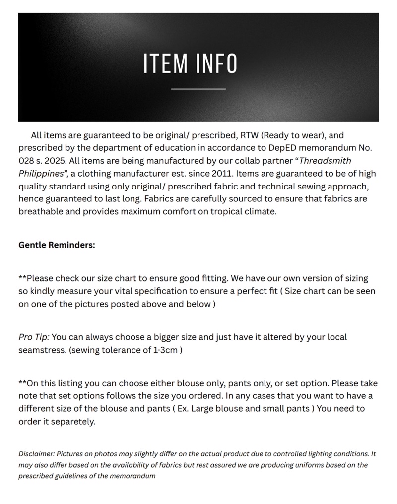 DepEd 2025 Teachers Uniform RTW ready to wear ( Monday ) | Shopee ...