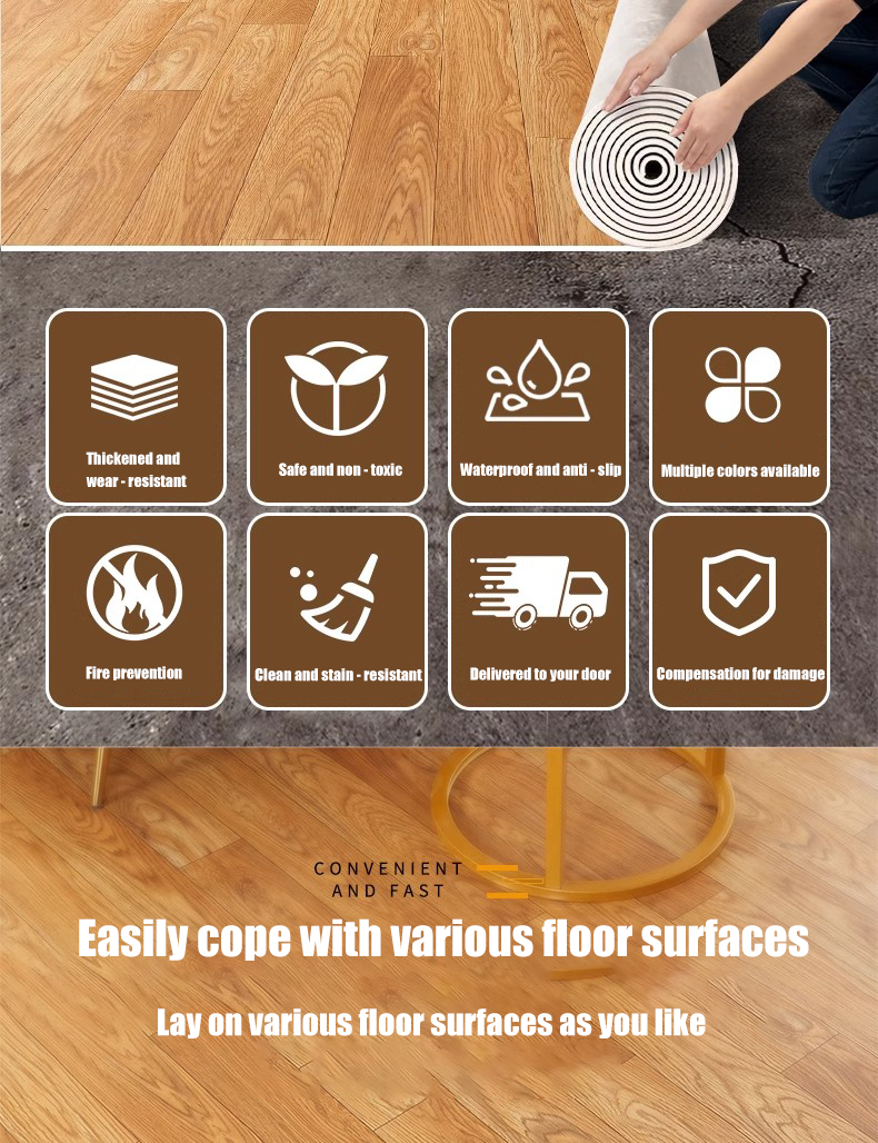 PVC linoleum floor mat floor adhesive home decor wood design waterproof ...