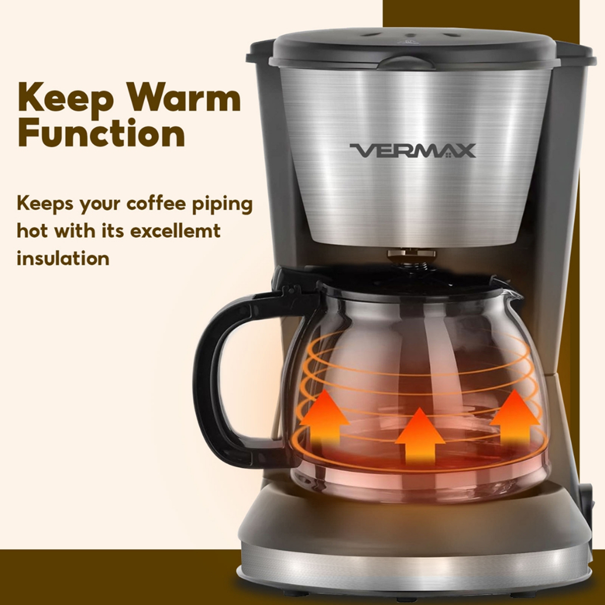 Vermax Drip Coffee Maker 7 Cups Multi-Function Coffee Machines 0.7L ...