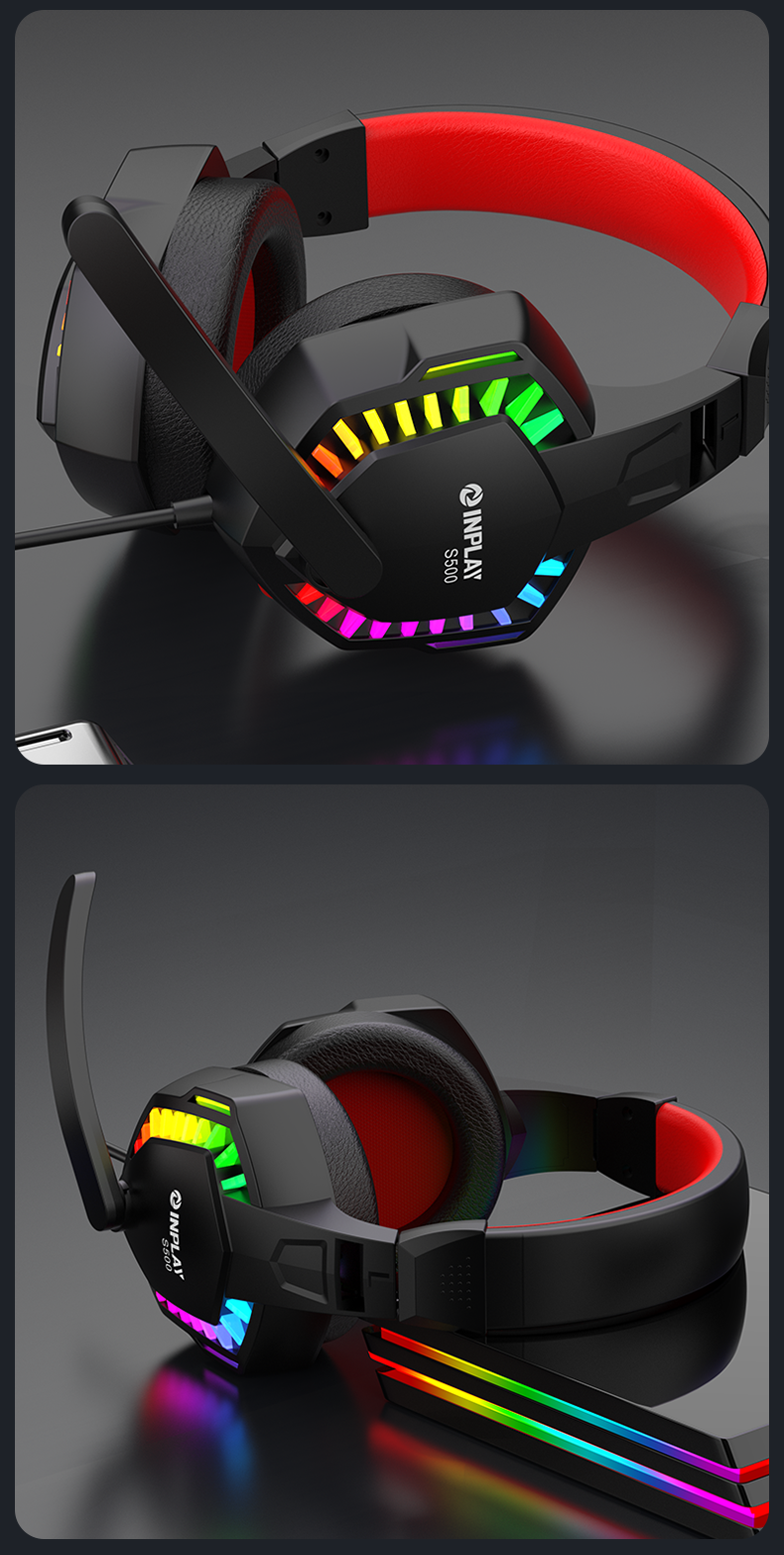 Inplay S500 Wired RGB Gaming Headset With Mic Surround Sound Over Ear ...