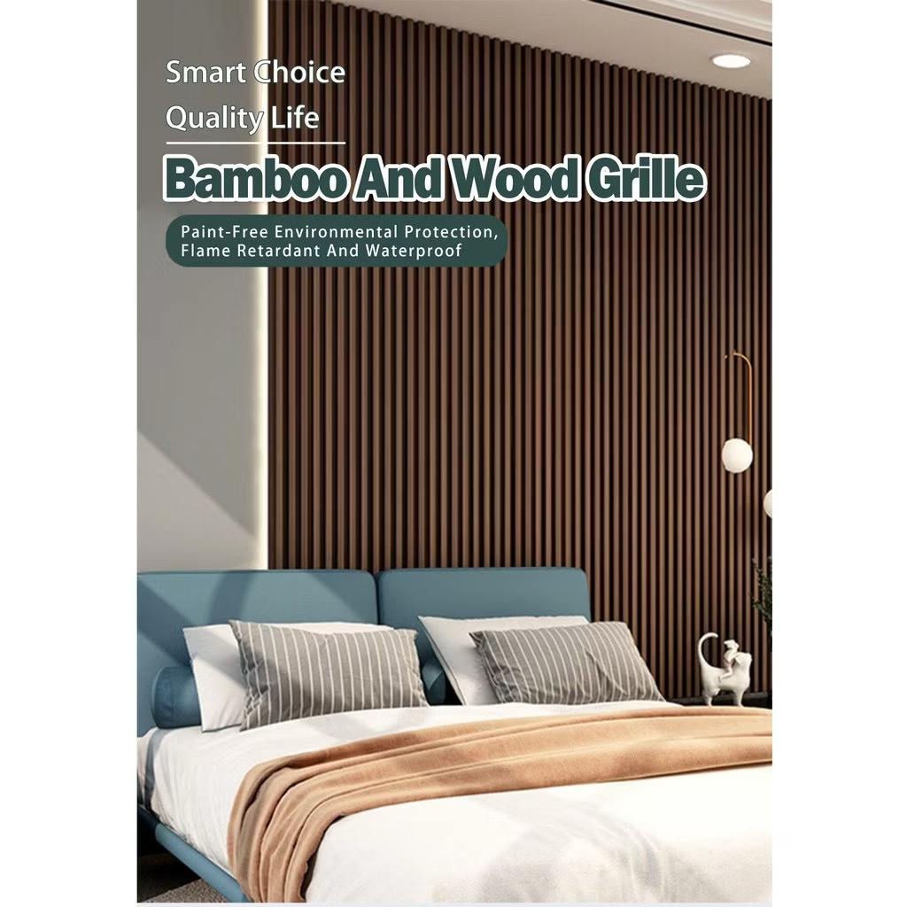 PVC Wood Grain Waterproof Wall Panel - Grille Textured Eco Board for TV ...