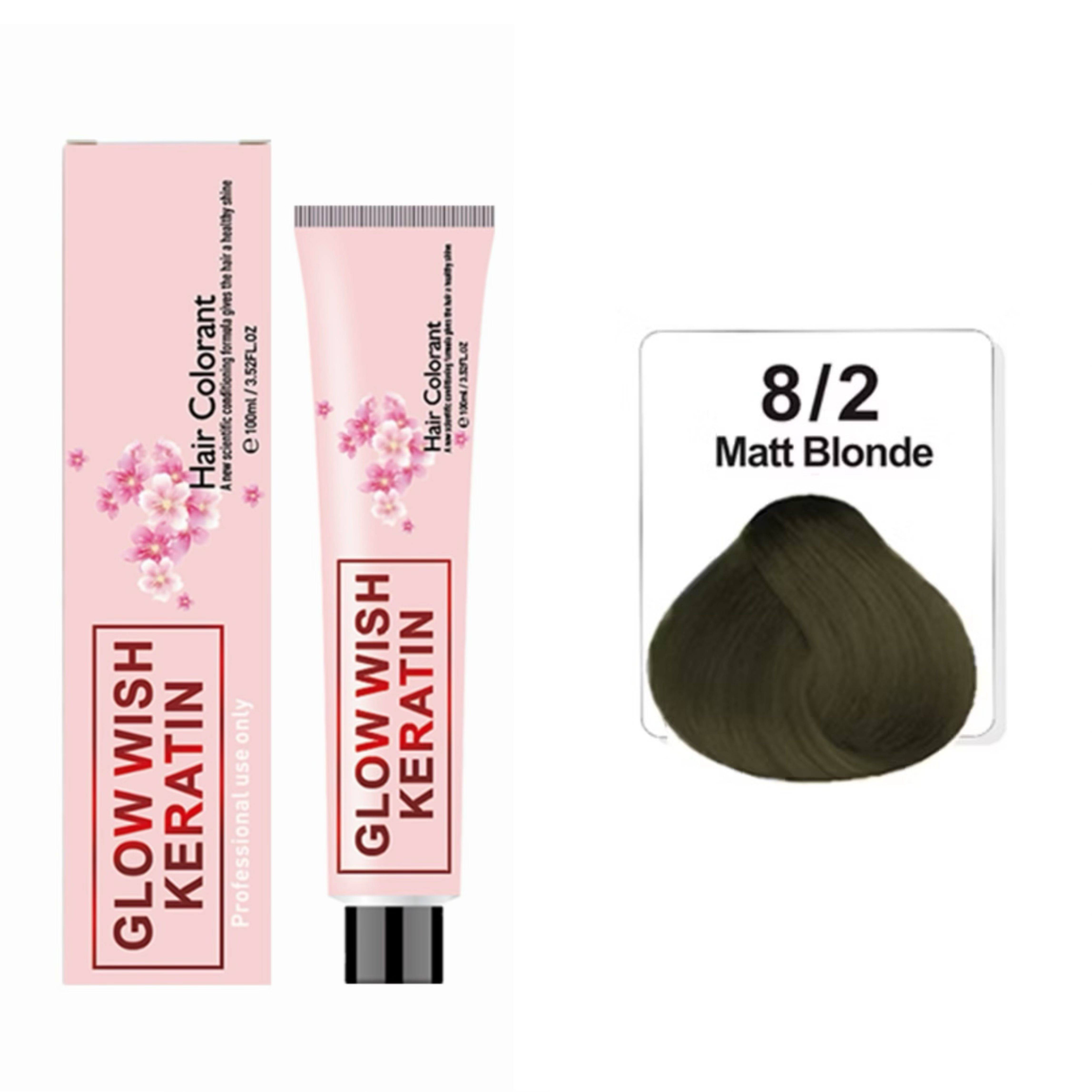 Matte Blonde Hair Color with Oxidant ( 8/2 Glow Wish Keratin Permanent ...
