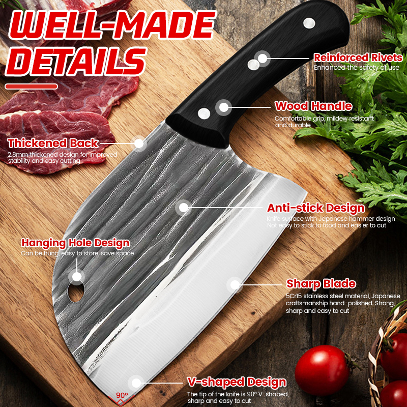 Nipiin Kitchen Knife Traditional Handmade Stainless Steel Chef's ...