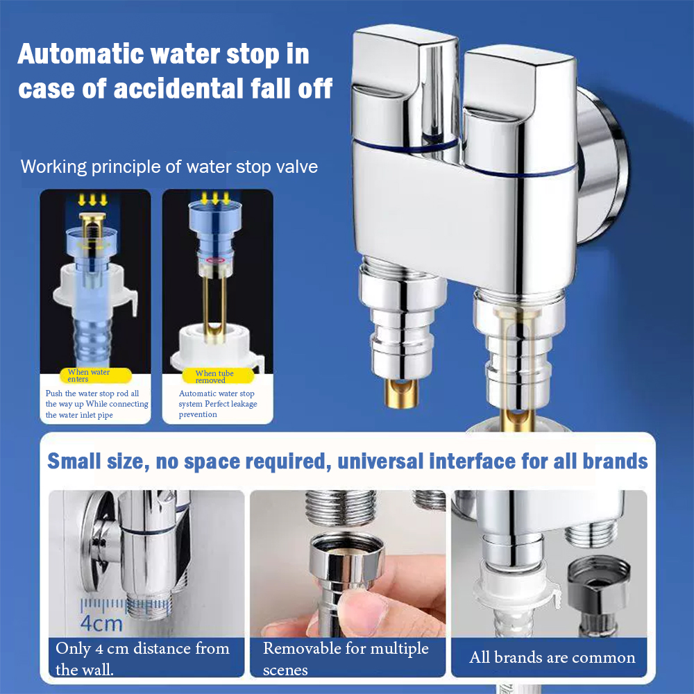 SOXON 304 Stainless Steel 1-in-2 out Angle Valve Dual Control 2 Way ...