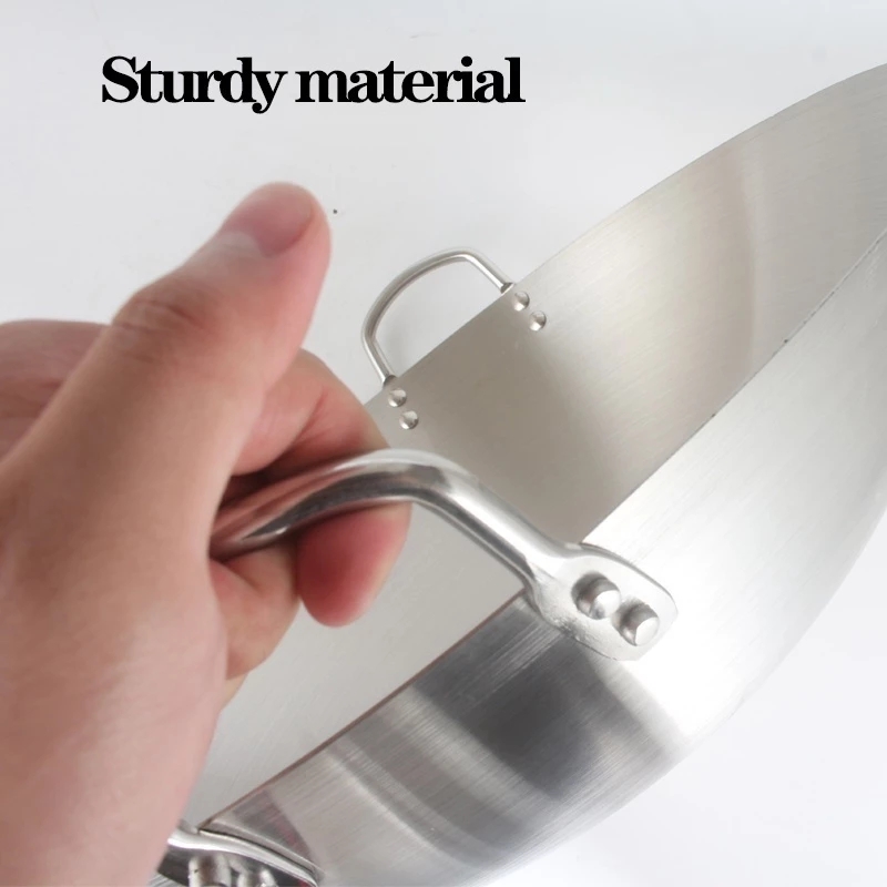Nipiin【big Size】38 43 50cm Stainless Steel Wok Raging Fire Stove Frying