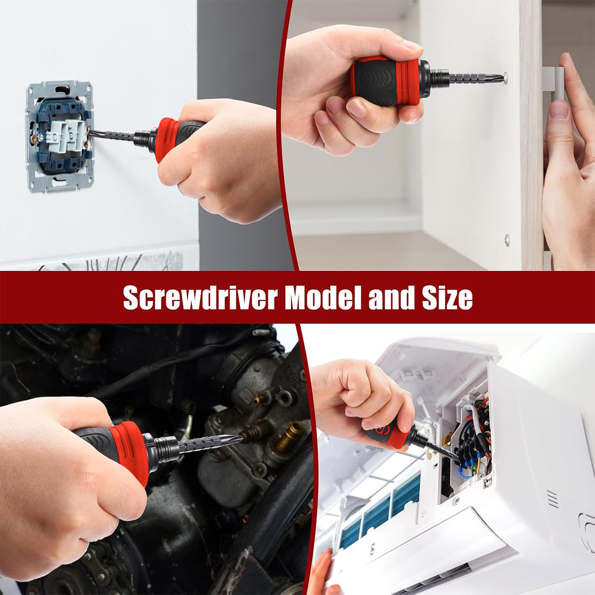 JLD Ratcheting Stubby Screwdriver 12-In-1 Magnetic Adjustable Length ...