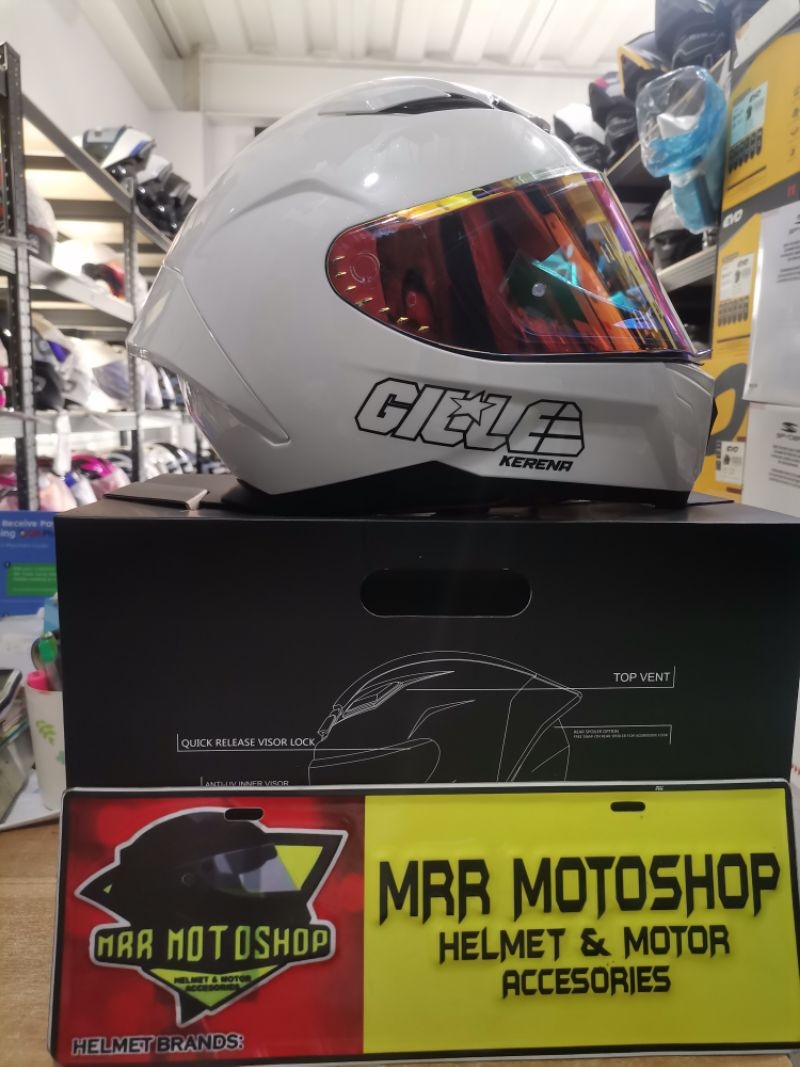 Gille Kerena plain white fullface helmet | Shopee Philippines