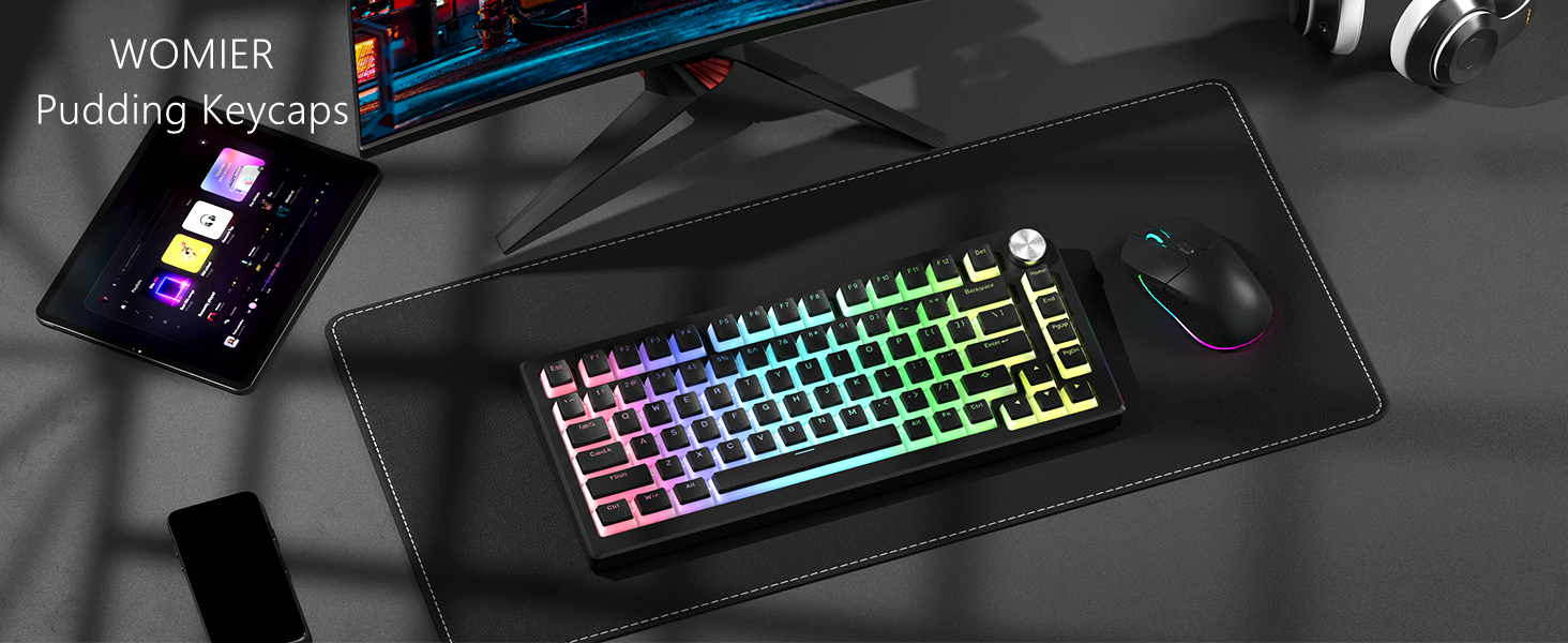 FEKER Pudding Keycaps 130 Keys OEM PBT Backlit Keycap for 61/62/84/87 ...