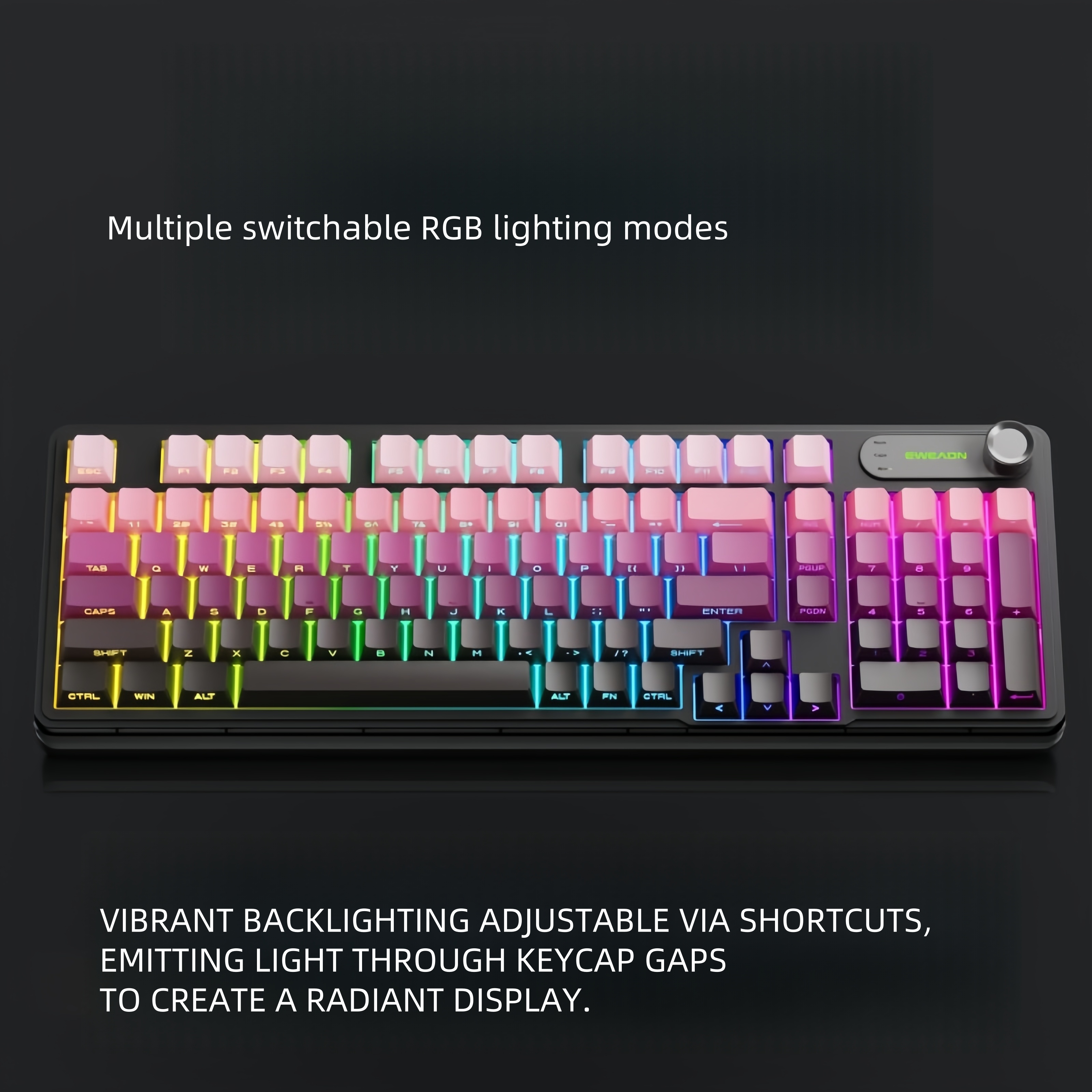 Zeus V102 RGB Mechanical Feel Keyboard 16M RGB Colors Silent Typing Volume Knob LED Logo ...