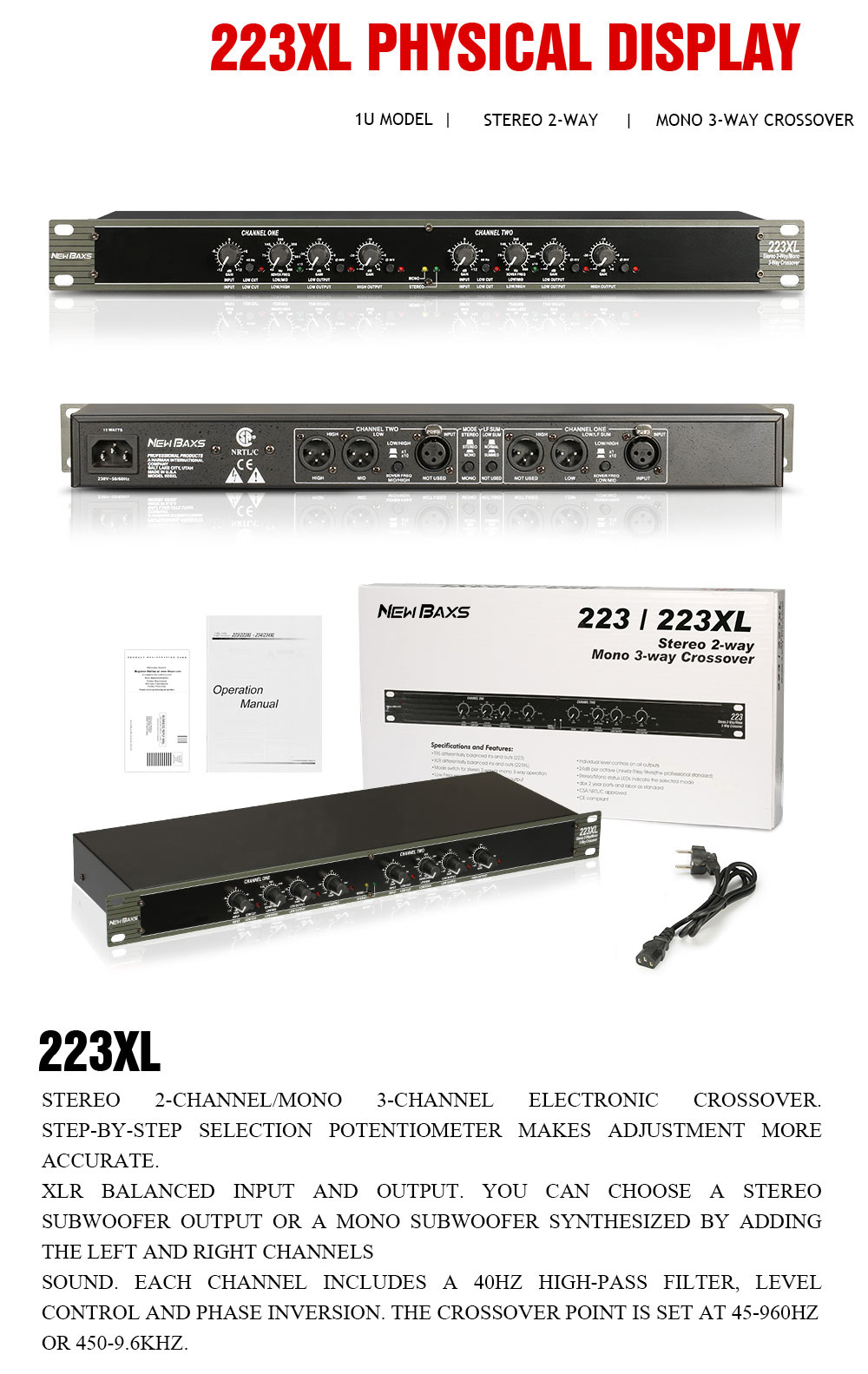 NEW BAXS 223XL/234XL Crossover 2/3 frequency independent control ...