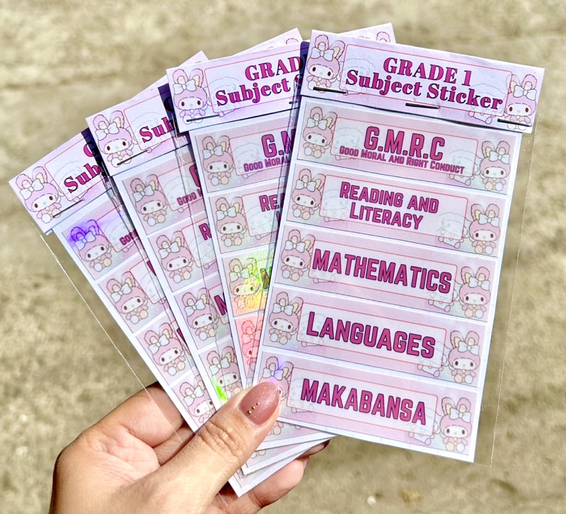 Subject Sticker for Grade 1 Splash Proof Sticker Subject Complete Set ...