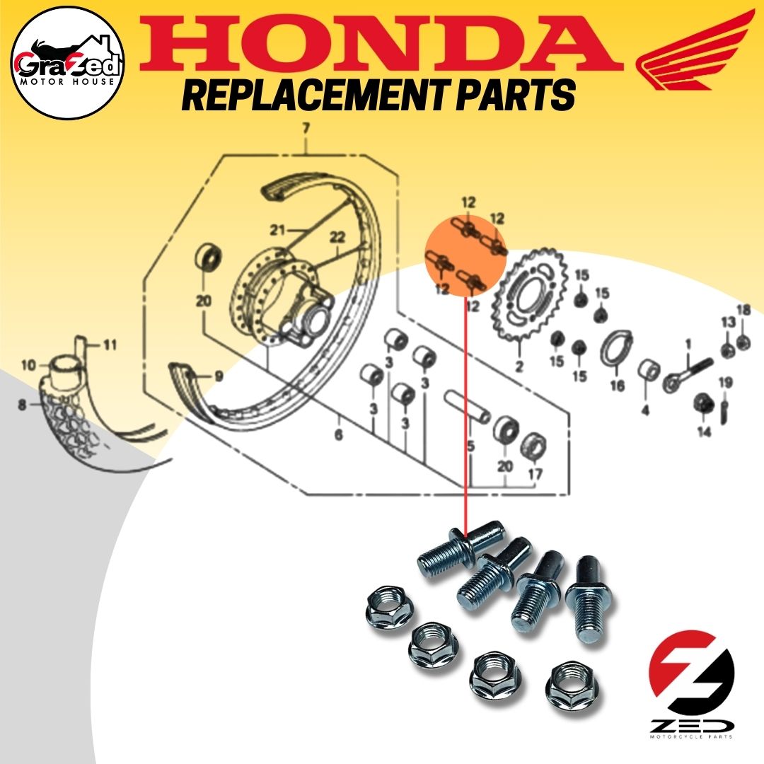Honda TMX 155 / 125 Alpha Rear Hub Sprocket Bolt 1 set | Shopee Philippines