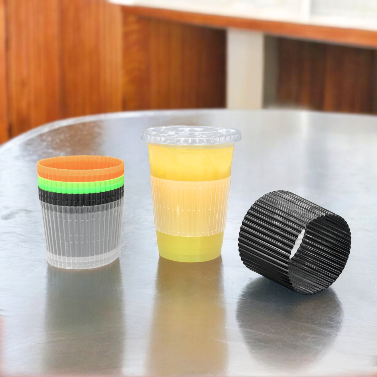 50pcs Plastic Cup Sleeves Disposable Corrugated Hot & Cold 90mm/95mm ...