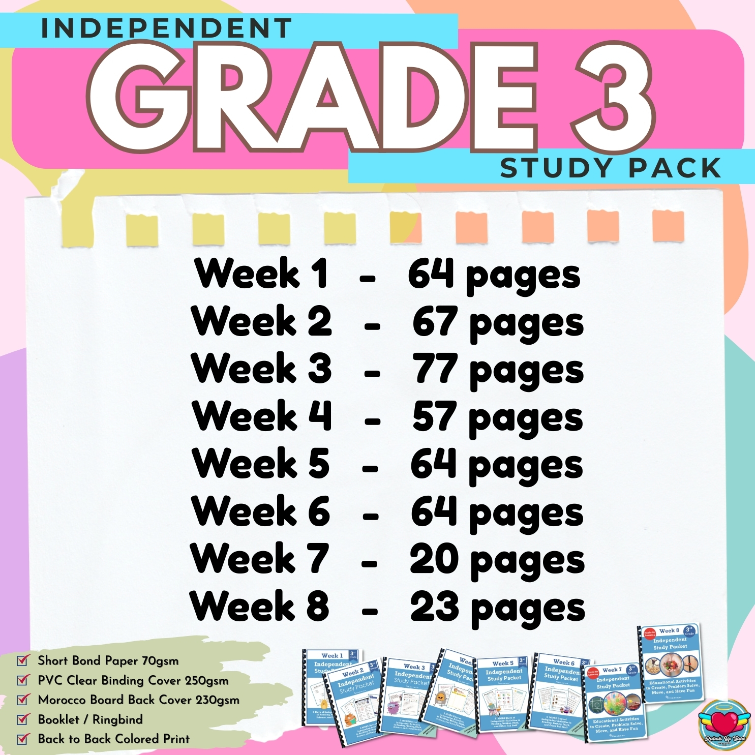 GRADE 3 Independent Study Pack Worksheet/Workbook HomeSchool Learning ...