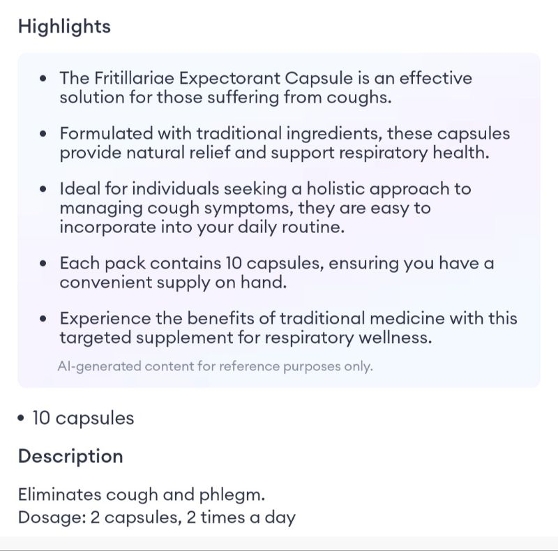 Fritillariae Expectorant Capsule | Shopee Philippines